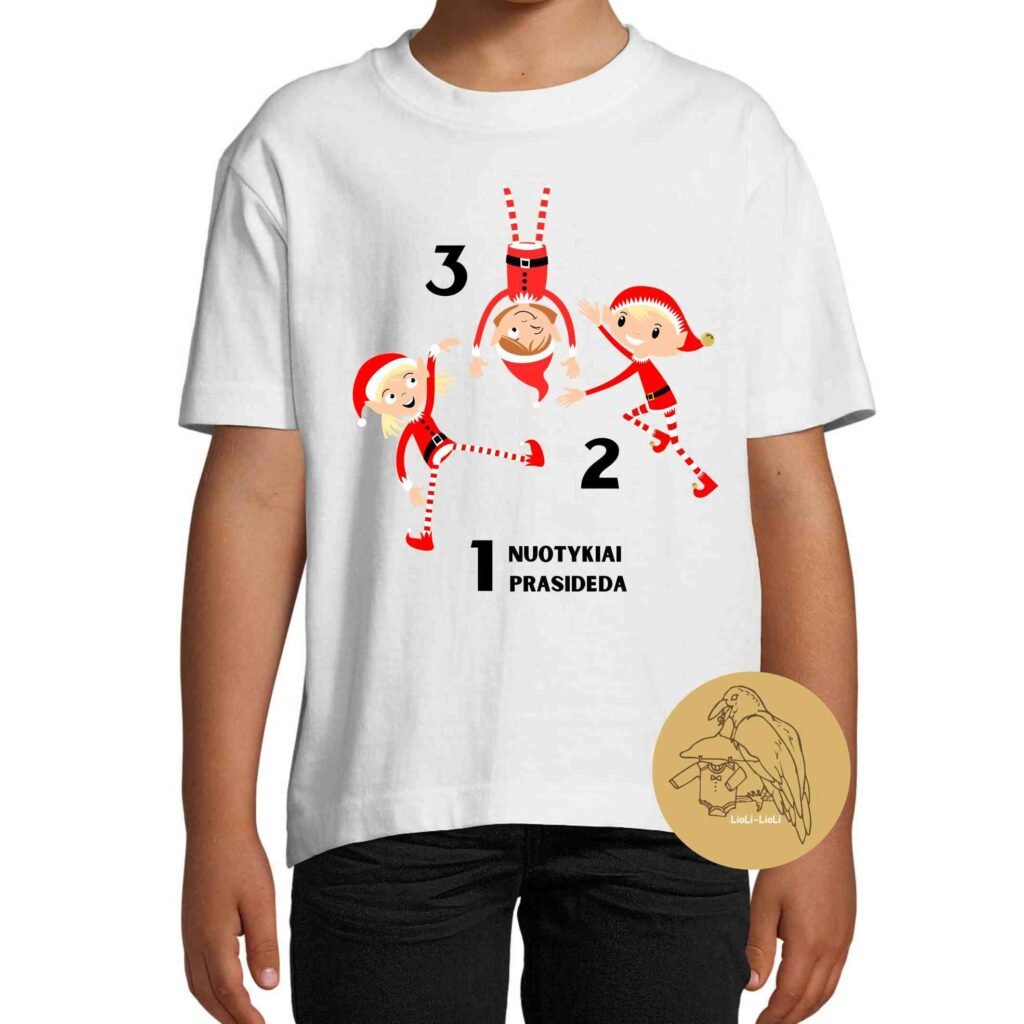 Kalėdiniai marškinėliai vaikams „Elfų išdaigos” | Lioli shop